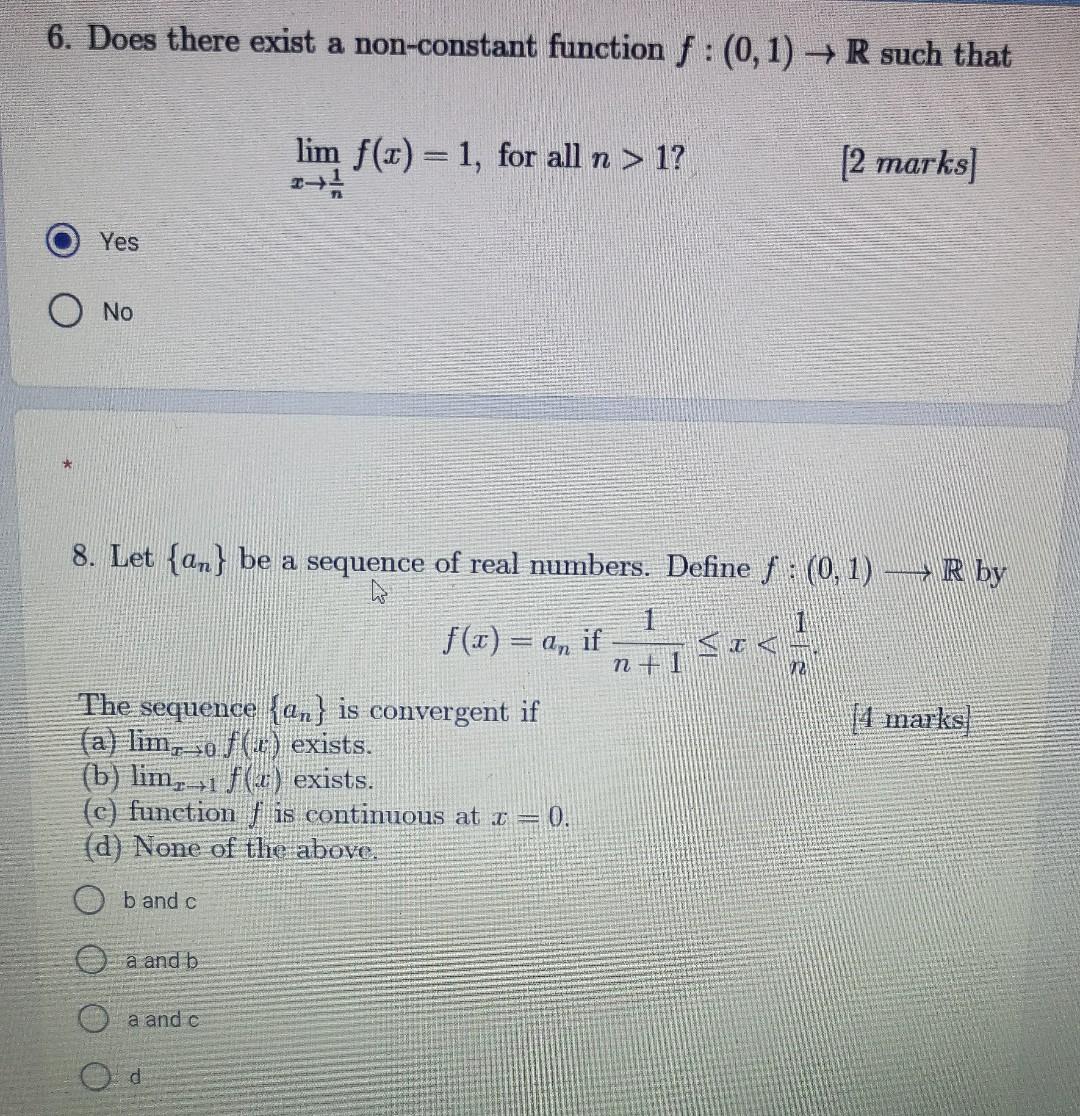 Solved 6. Does there exist a non-constant function f: (0, 1) | Chegg.com
