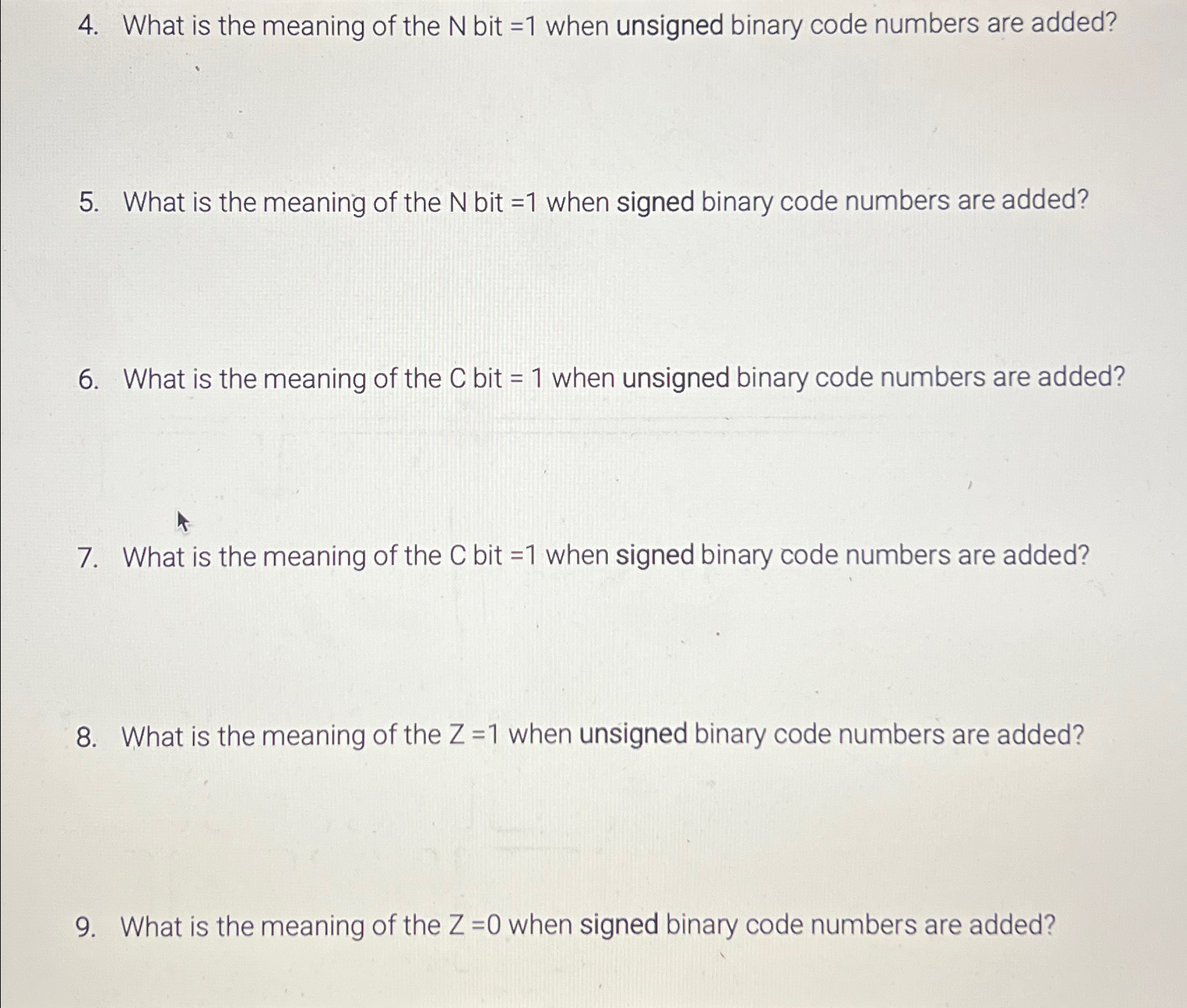 Solved What is the meaning of the N ﻿bit =1 ﻿when unsigned | Chegg.com