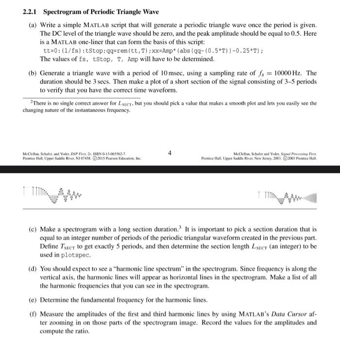 Solved 2.2.1 Spectrogram of Periodic Triangle Wave (a) Write | Chegg.com