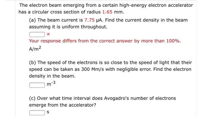 Solved The electron beam emerging from a certain high-energy | Chegg.com