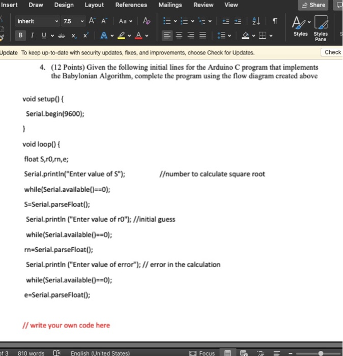 Solved Insert Draw Design Layout References Mailings Review | Chegg.com