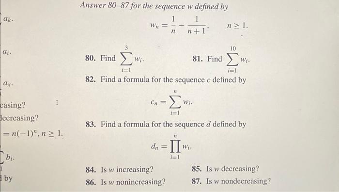 Solved 82. Find a formula for the sequence c defined by | Chegg.com