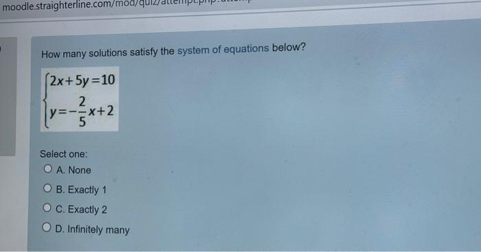Solved How many solutions satisfy the system of equations | Chegg.com