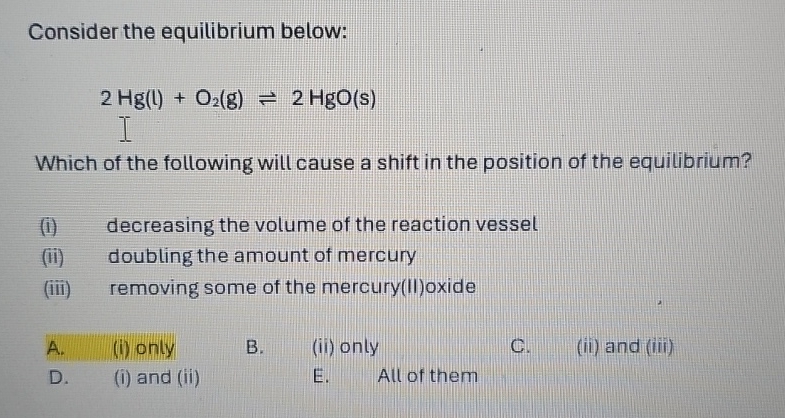 Solved Consider the equilibrium | Chegg.com