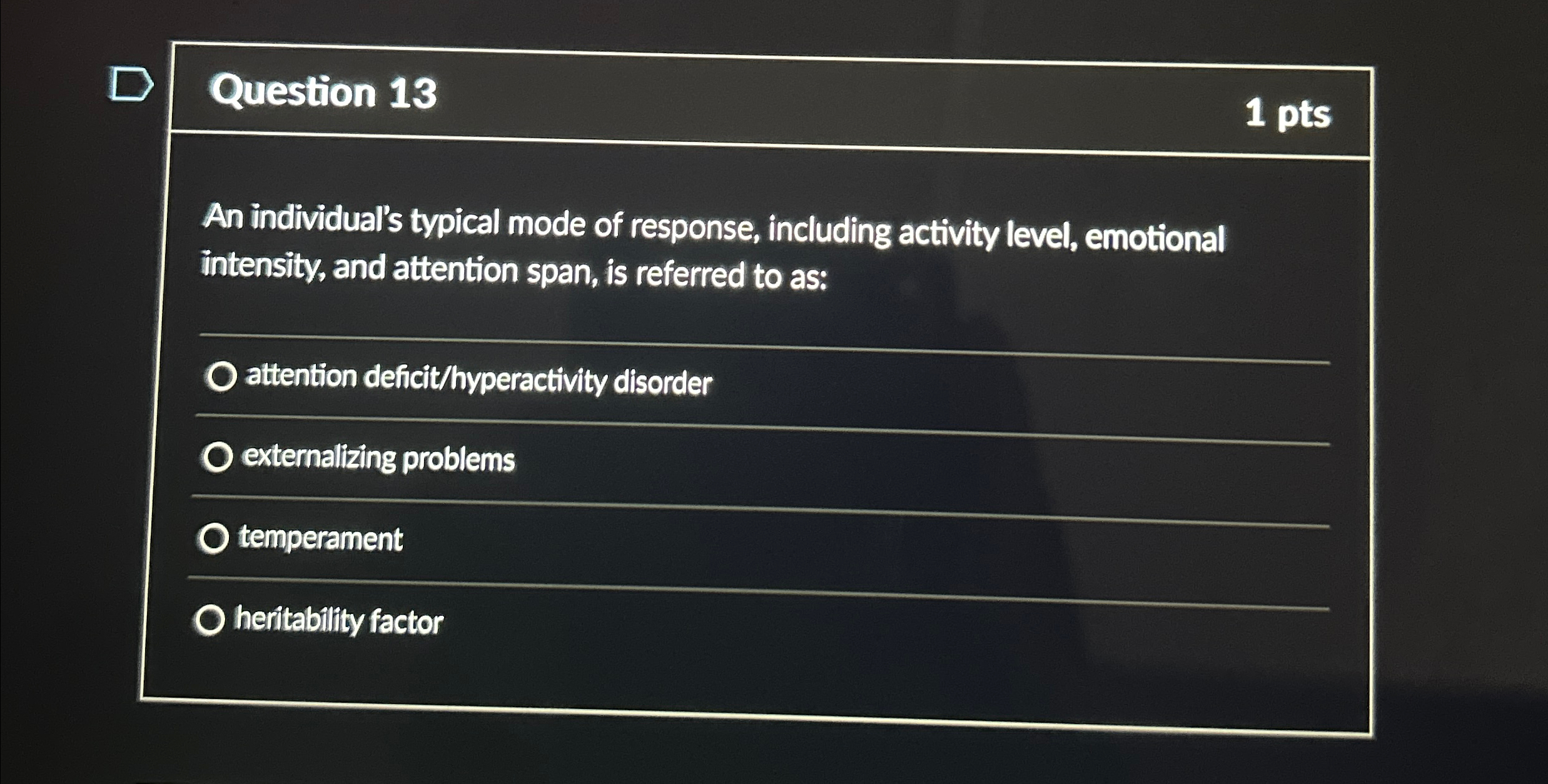 Solved Question 131 ﻿ptsAn individual's typical mode of | Chegg.com