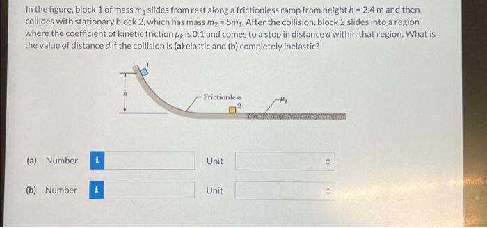 Solved In the figure, block 1 of mass m1 slides from rest | Chegg.com