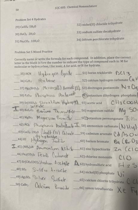Solved Problem Set 2 lonic Compounds 11) AgCN ilver 17) | Chegg.com