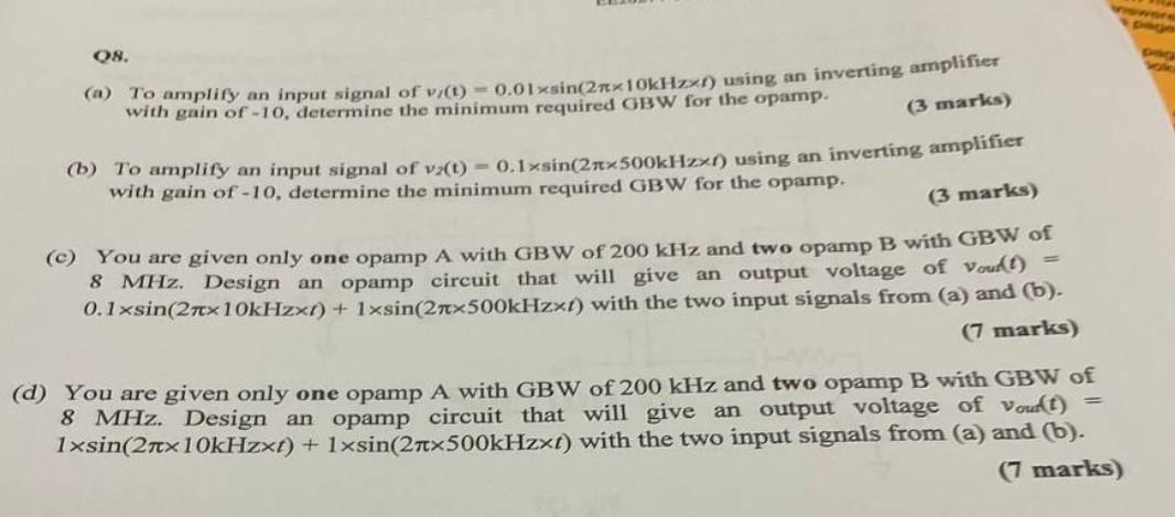 Solved (a) To amplify an input signal of | Chegg.com