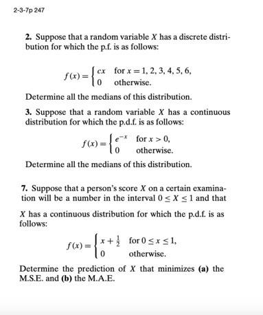 Solved 2-3-7p 247 2. Suppose that a random variable X has a | Chegg.com