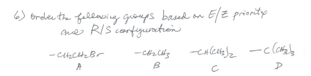 Solved Order the following groups based on E/Z priority and | Chegg.com