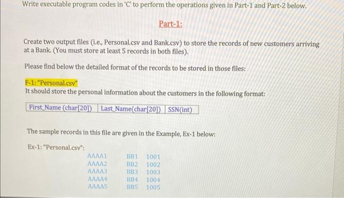 Write executable program codes in ' C ' to perform | Chegg.com