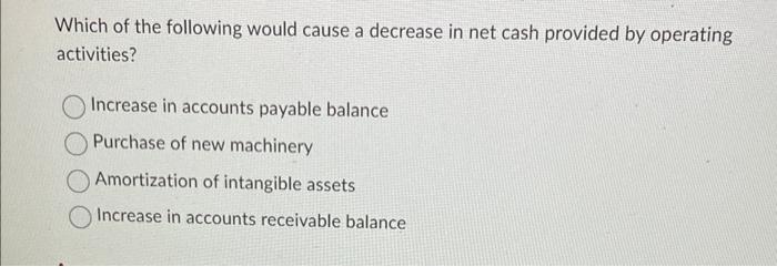 Solved Which of the following would cause a decrease in net | Chegg.com