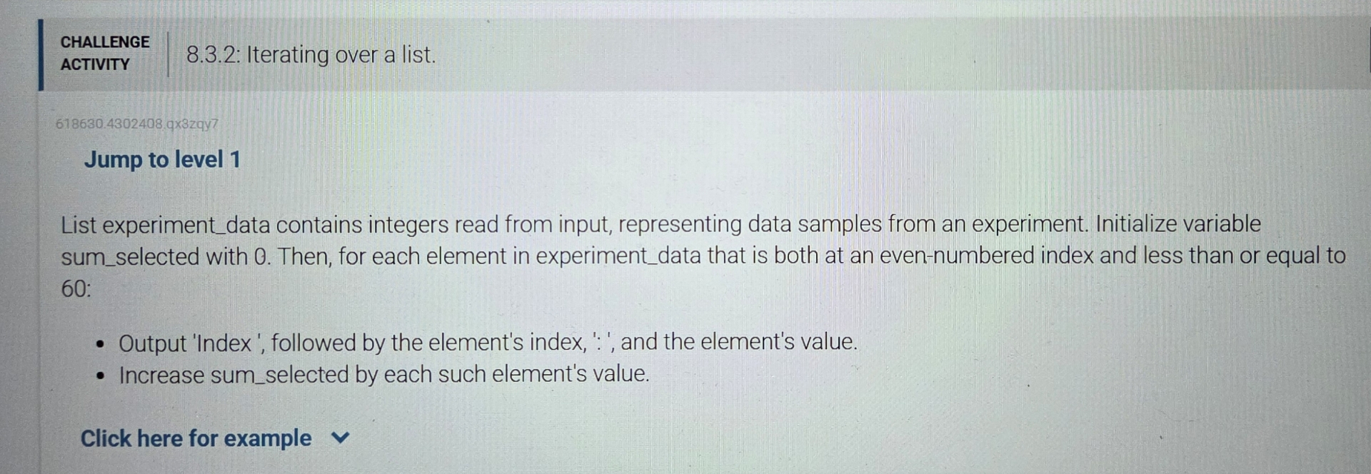 Solved CHALLENGEACTIVITY8.3.2: Iterating over a list.Jump to | Chegg.com