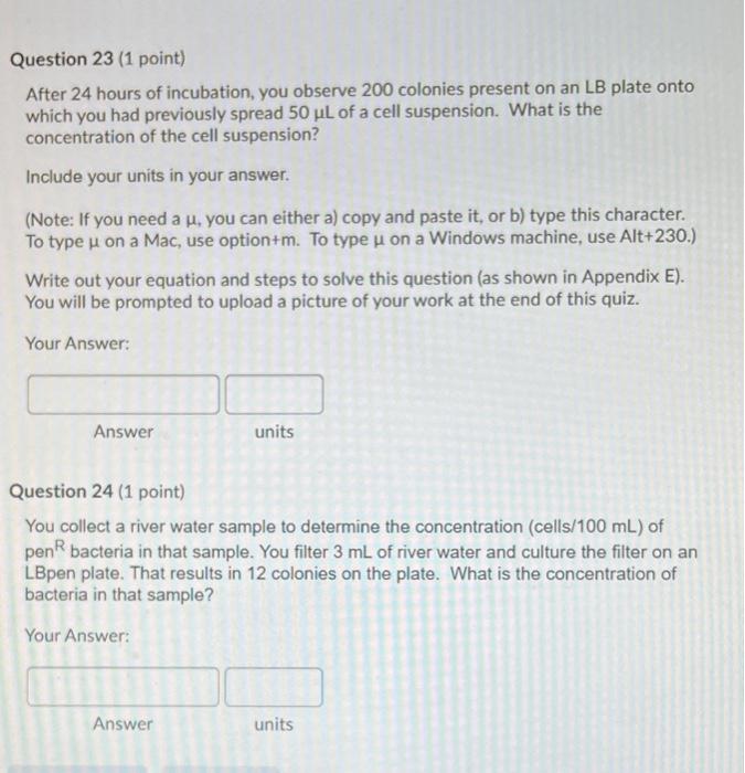Solved Question 23 (1 point) After 24 hours of incubation, | Chegg.com
