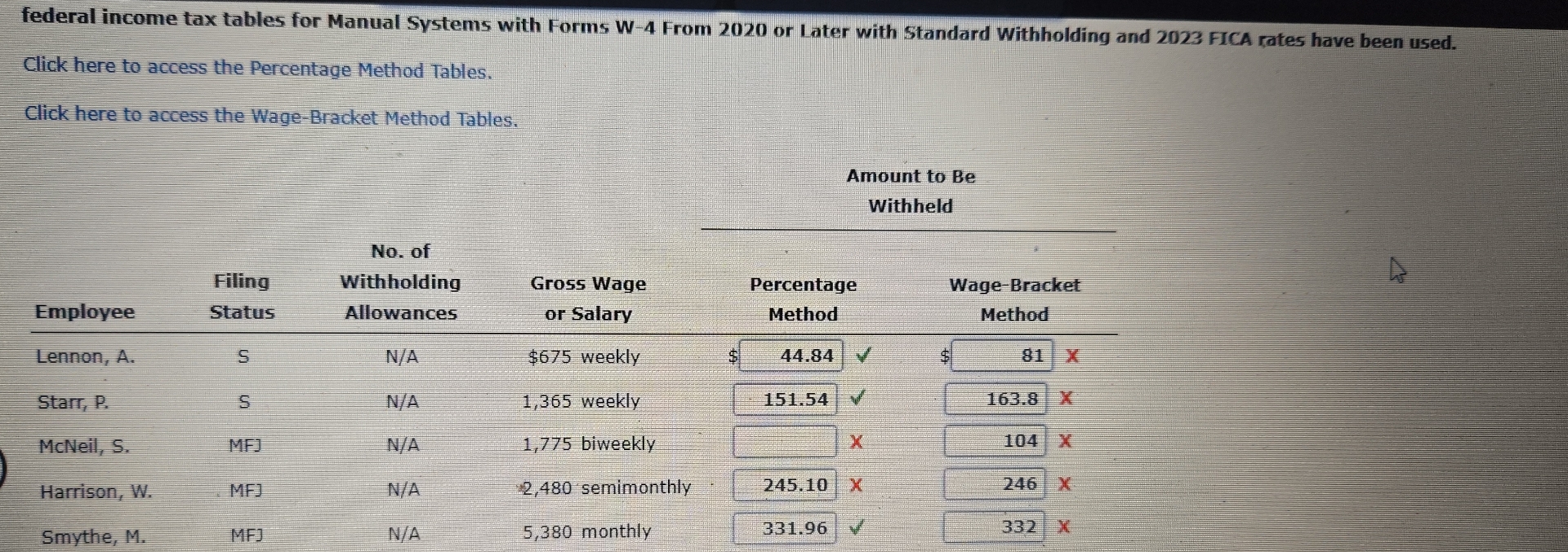 Solved federal income tax tables for Manual Systems with | Chegg.com
