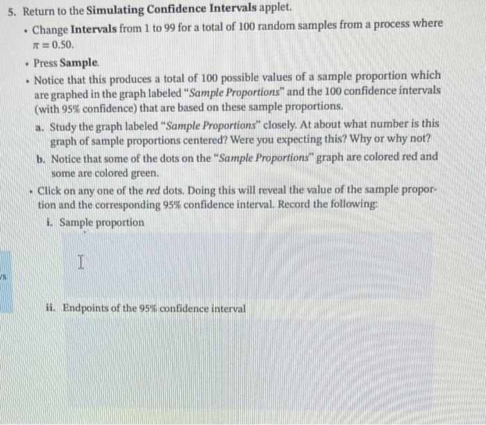 Solved Return to the Simulating Confidence Intervals applet. | Chegg.com