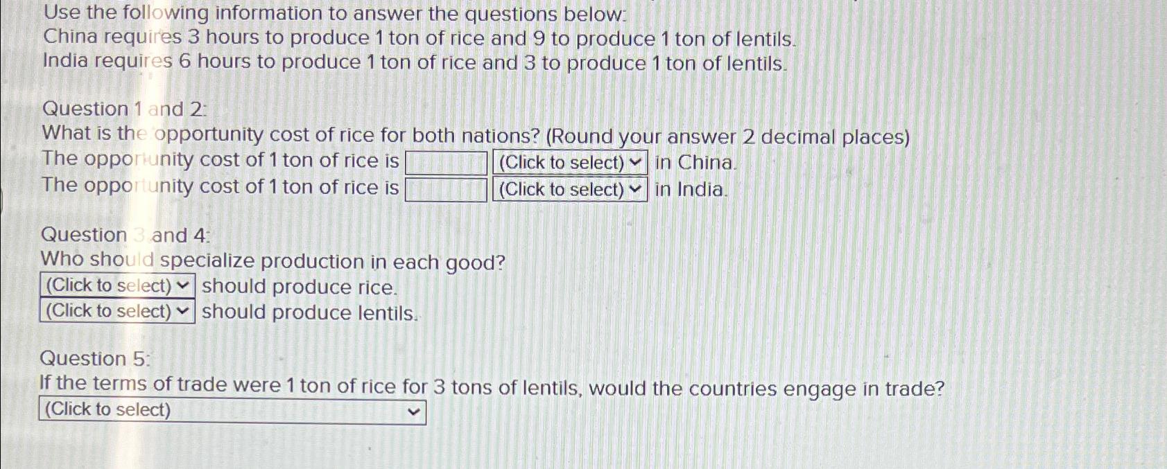 Solved Use the following information to answer the questions | Chegg.com