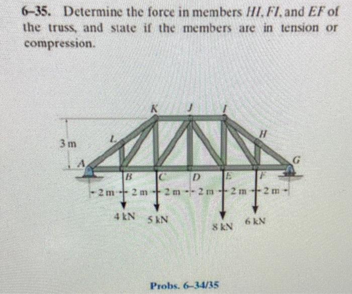 Solved 6-31. The internal drag truss for the wing of a light | Chegg.com