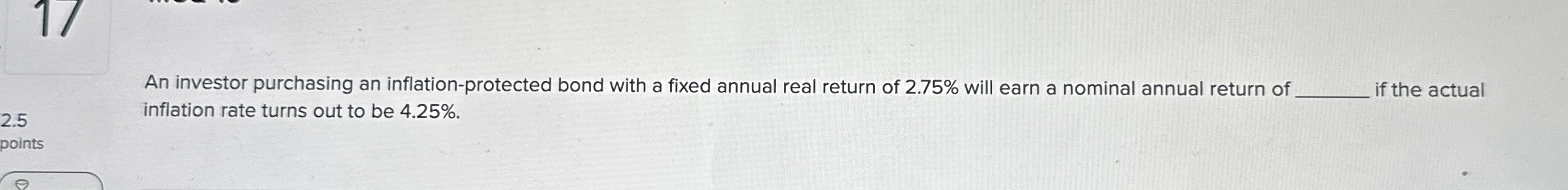 Solved An investor purchasing an inflation-protected bond | Chegg.com Solved An investor purchasing an inflation-protected bond | Chegg.com