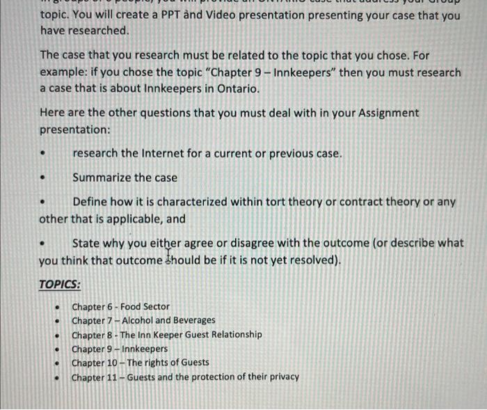 topic. You will create a PPT ànd Video presentation | Chegg.com