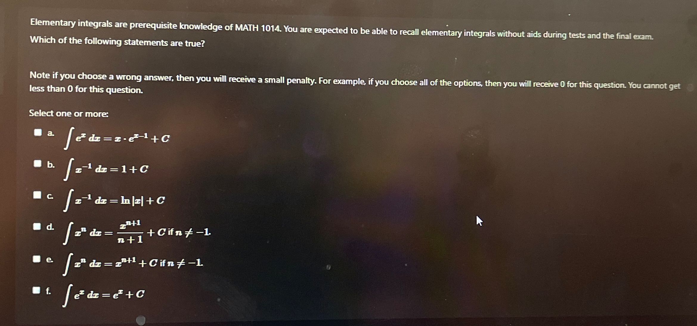 Solved Elementary integrals are prerequisite knowledge of | Chegg.com