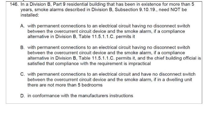 Solved 146. In a Division B, Part 9 residential building | Chegg.com
