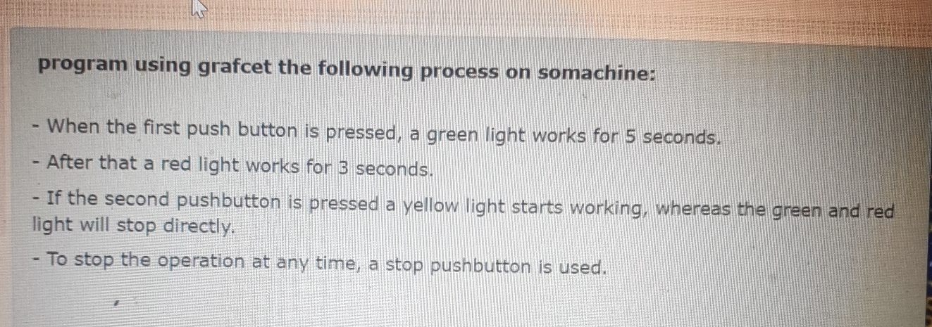 program using grafcet the following process on | Chegg.com