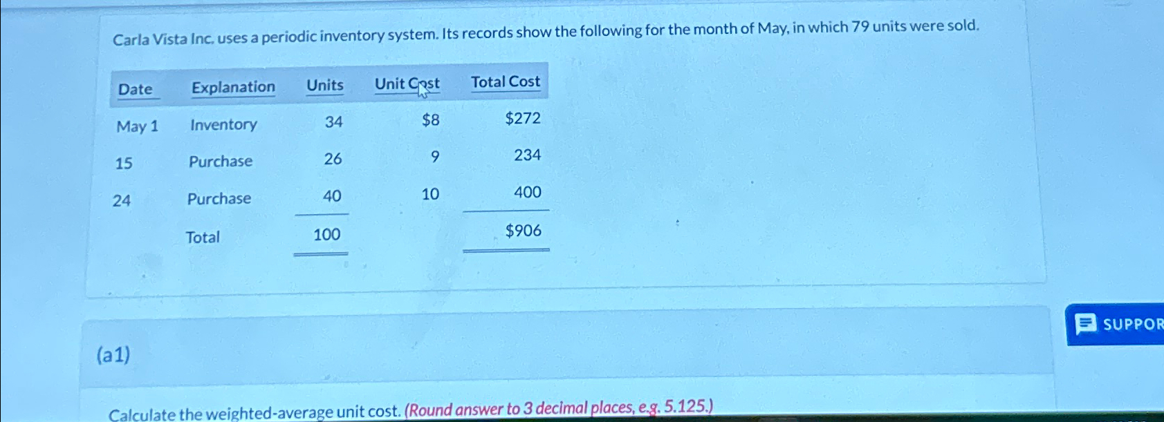 Solved Carla Vista Inc, uses a periodic inventory system. | Chegg.com