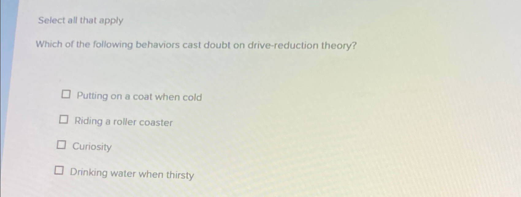Solved Select all that applyWhich of the following behaviors | Chegg.com