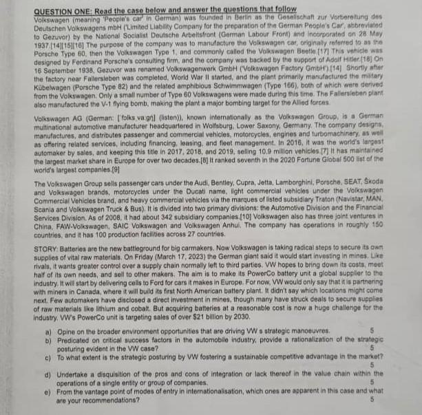 Solved QUESTION ONE. Read the case below and answer the | Chegg.com