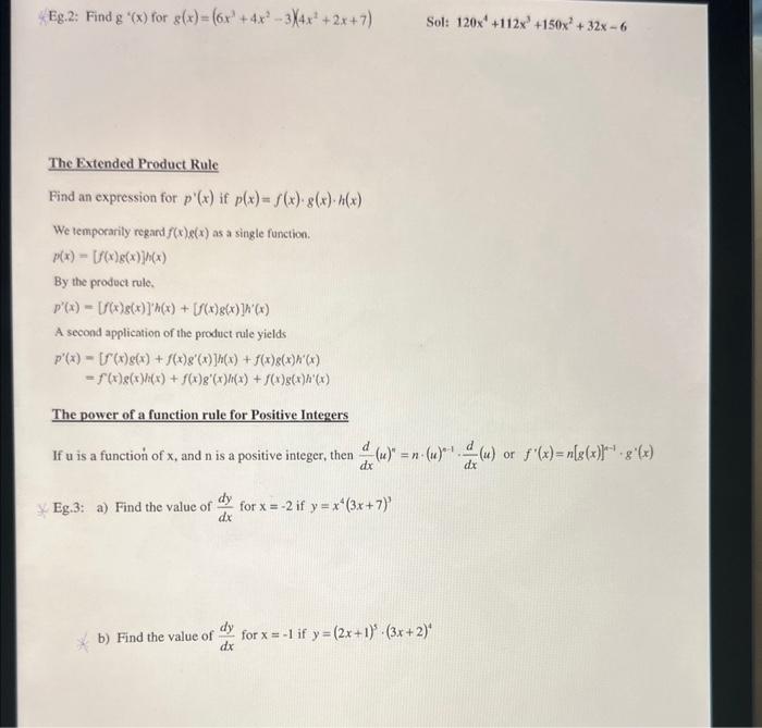 Solved The Product Rule Since the derivative of a sum or | Chegg.com