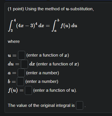 Solved (1 ﻿point) ﻿Using the method of | Chegg.com