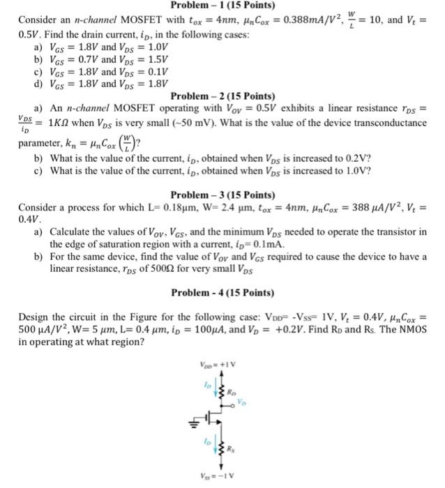 Solved Consider an n-channel MOSFET with | Chegg.com