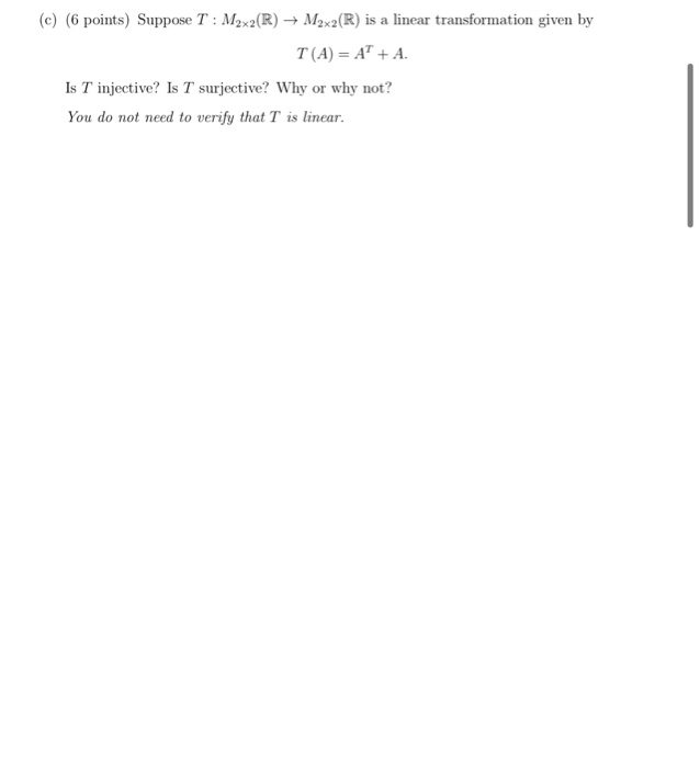 Solved 3 17 Points Subspaces And Linear Transformations We