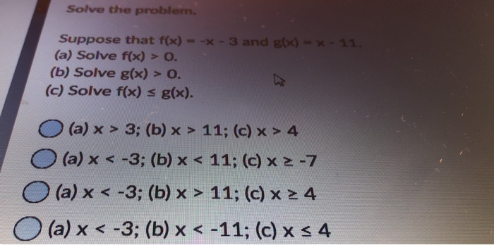 Solved Solve the problem. Suppose that f(x) - -*- 3 and g() | Chegg.com