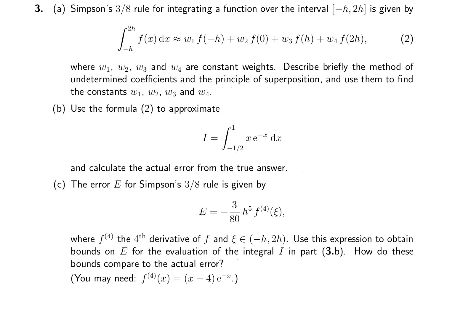 (a) ﻿Simpson's 38 ﻿rule for integrating a function | Chegg.com