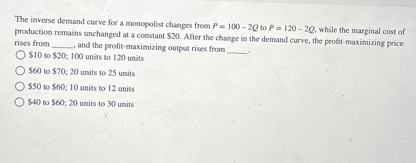 Solved The inverse demand curve for a monopolist changes | Chegg.com