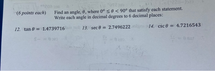 Solved 2010 CO2 103 - 228-520 (6 points each) Find an angle, | Chegg.com