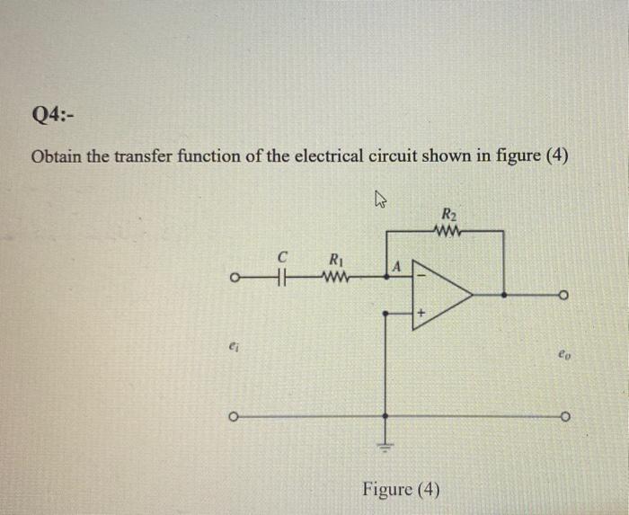 Solved Obtain the transfer function of the electrical | Chegg.com
