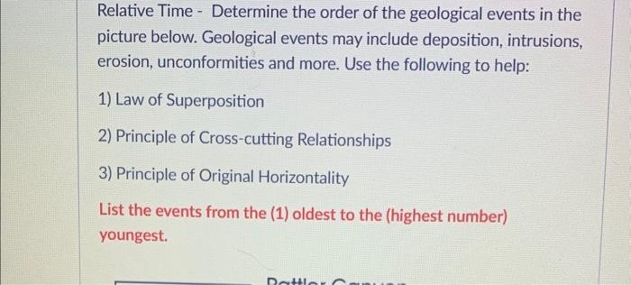 Solved Relative Time - Determine the order of the geological | Chegg.com