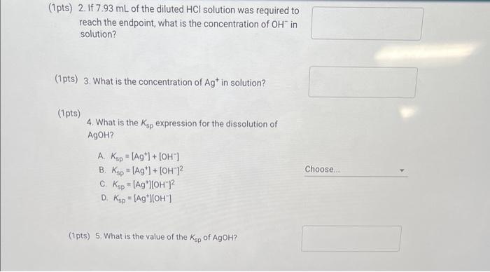 Solved (2pts) Determination of a Solubility Product Constant | Chegg.com