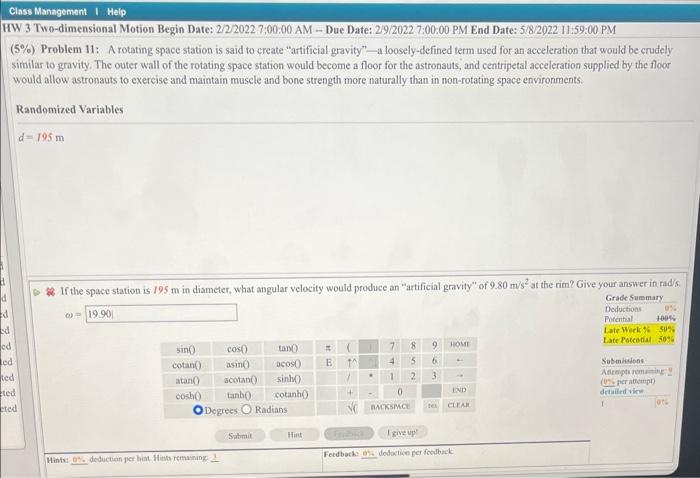 Solved Class Management Help HW 3 Two-dimensional Motion | Chegg.com