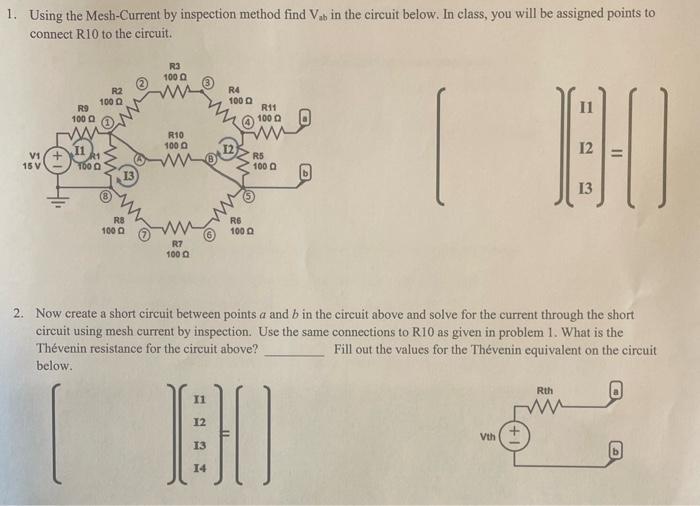Solved Using the Mesh-Current by inspection method find Vab | Chegg.com