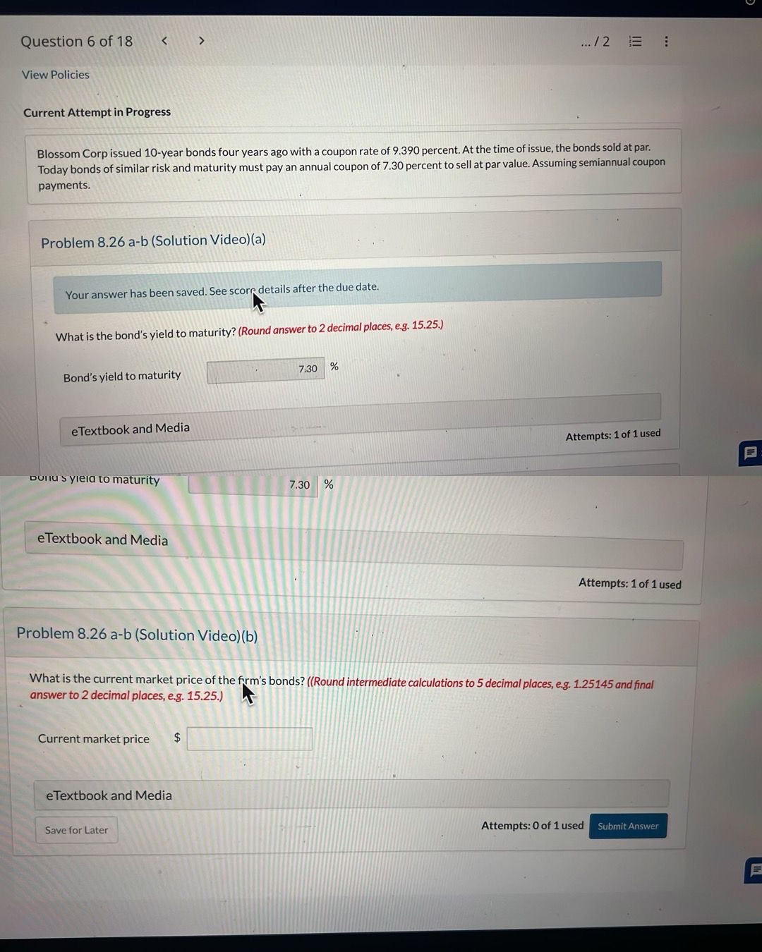 Solved Question 6 ﻿of 18... 12View PoliciesCurrent Attempt | Chegg.com