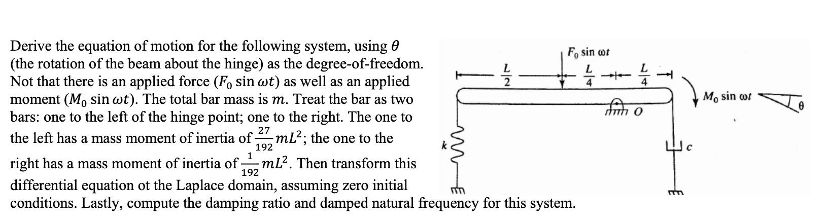 Solved Derive the equation of motion for the following | Chegg.com