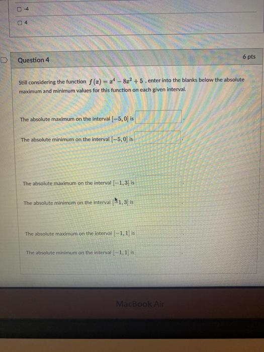 Solved 4 6 Pts Question 4 Still Considering The Function F