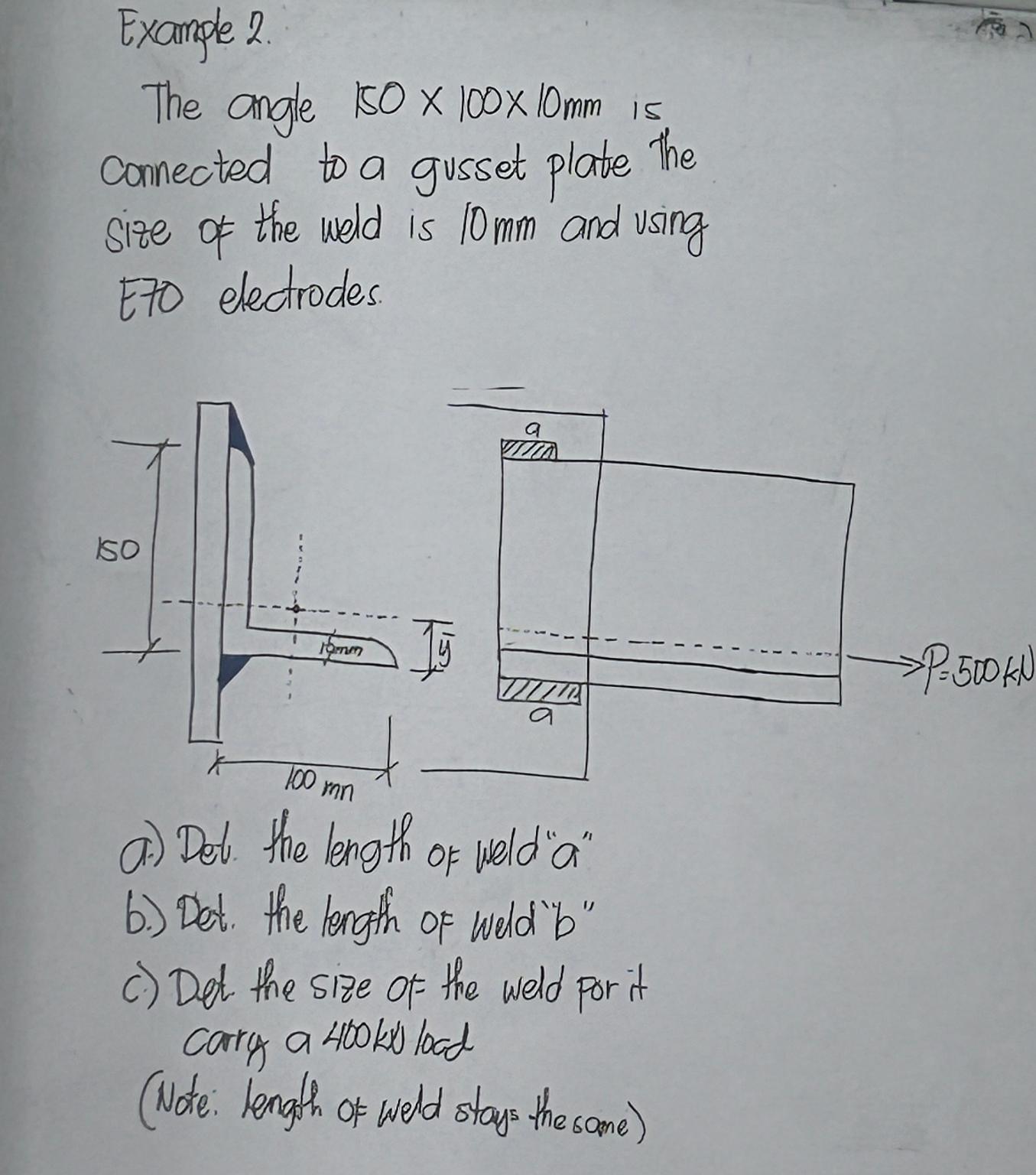 Example 2.The angle 150×100×10mm ﻿is connected to a | Chegg.com