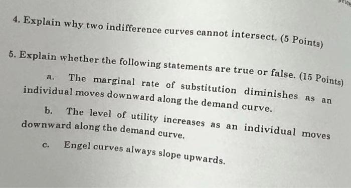 Solved 4. Explain why two indifference curves cannot | Chegg.com