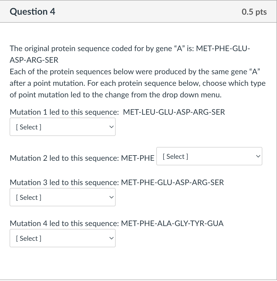 Solved Question 4The original protein sequence coded for by | Chegg.com