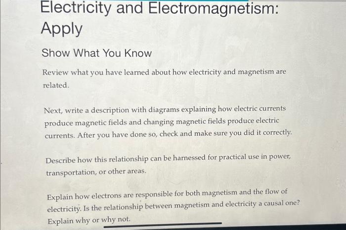 Solved Electricity and Electromagnetism: Apply Show What You | Chegg.com
